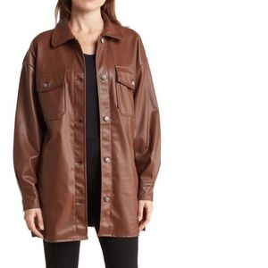 Vigoss | Jackets & Coats | Nwt Vigoss Faux Leather Shacket Chocolate ...
